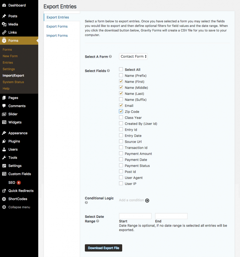 Export Form Data - WordPress Guide Export Form Data - WordPress Guide