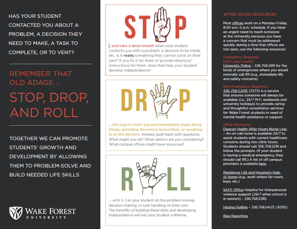 Stop, Drop, and Roll | Parents & Families | Wake Forest University