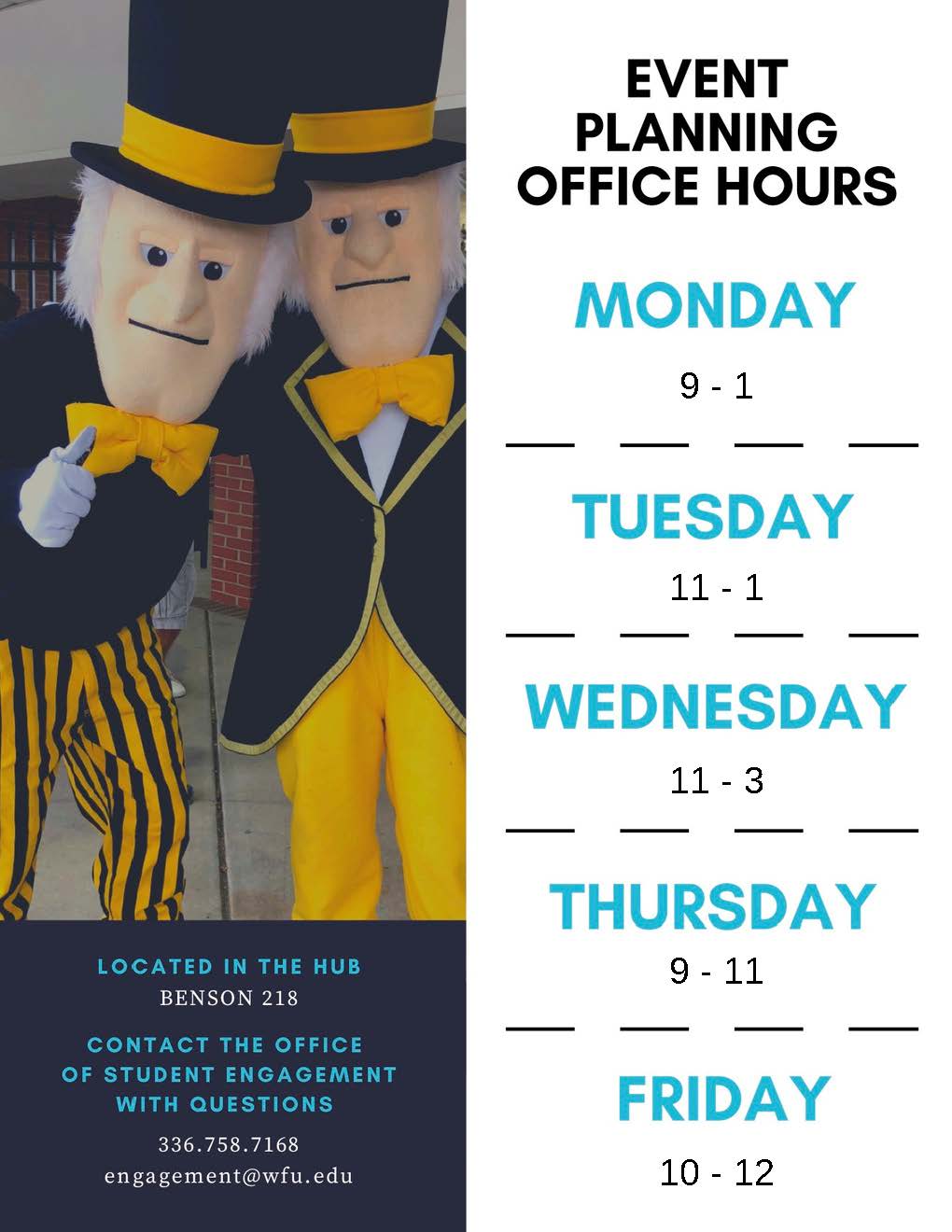 Spring 2019 Event Planning Office Hours - The Office of Student Engagement
