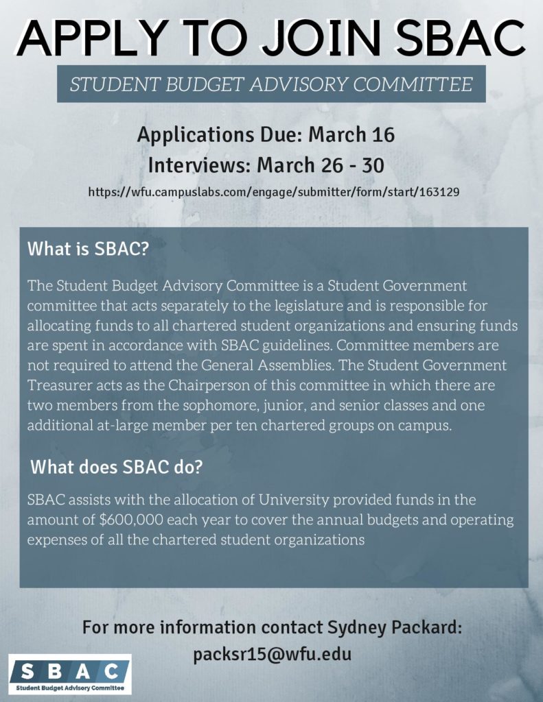 Student Government Elections and SBAC Applications 2018-2019 - WFU ...