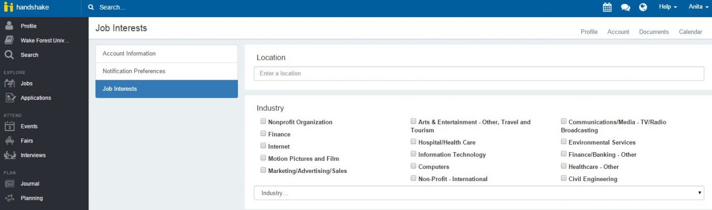 Handshake - Office of Personal & Career Development