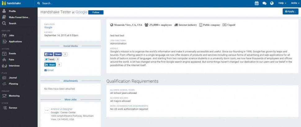 Handshake - Office of Personal & Career Development