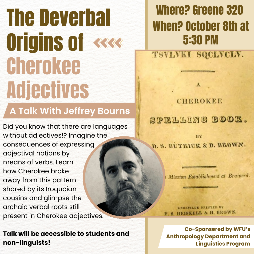 October 8: The Deverbal Origins of Cherokee Adjectives - Linguistics