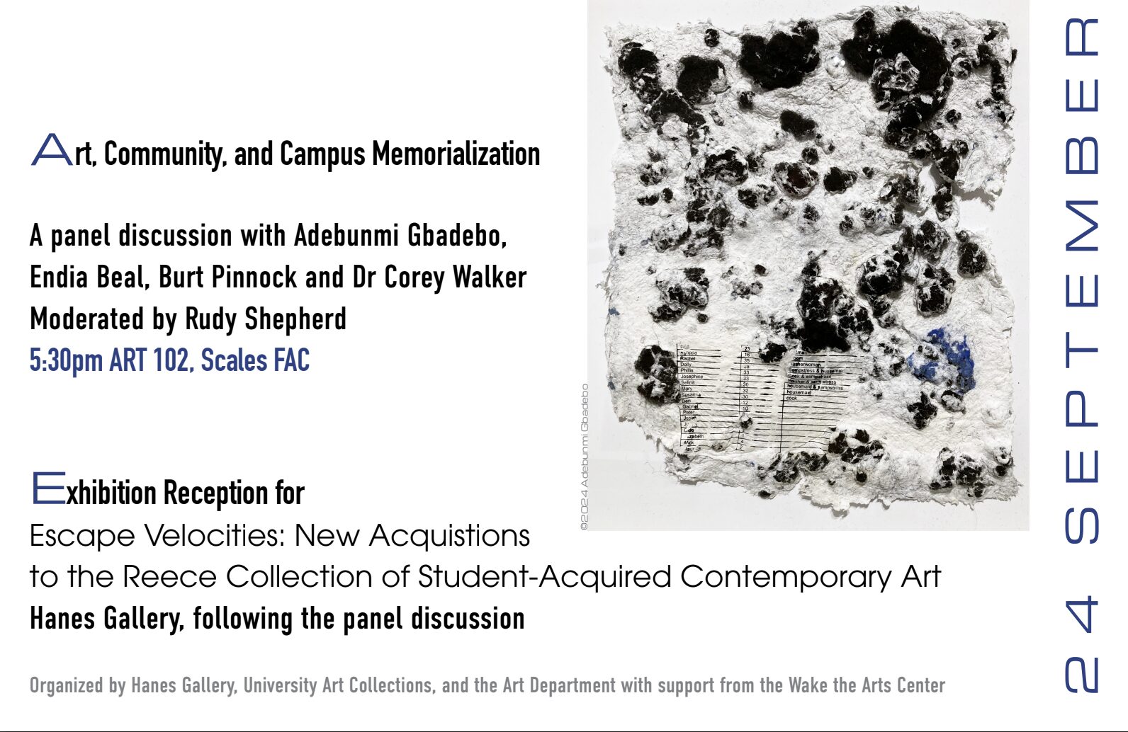 Art, Community, and Campus Memorialization Panel Discussion - Hanes Gallery