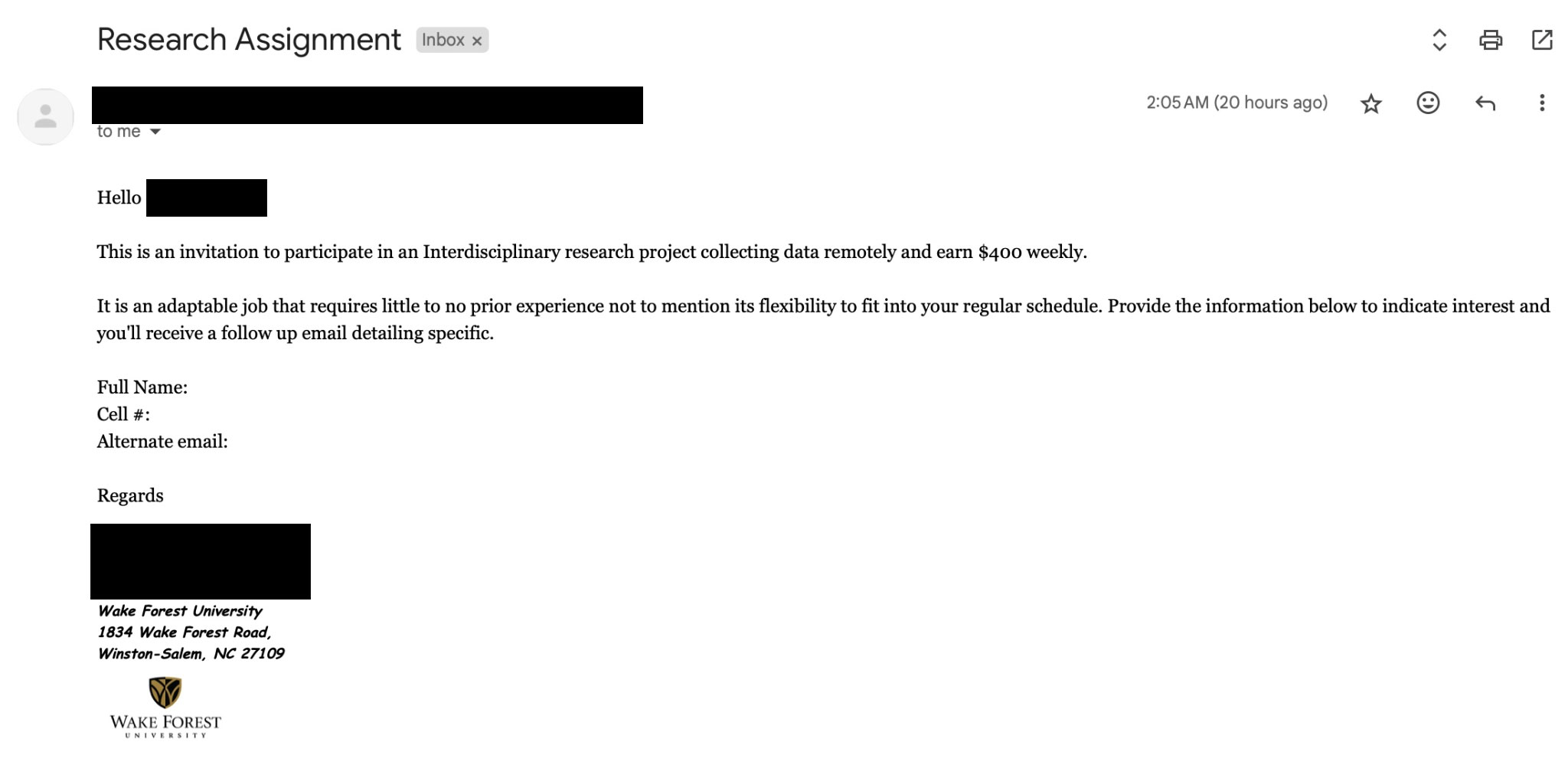 Phishing Scam Targeting Students Information Systems