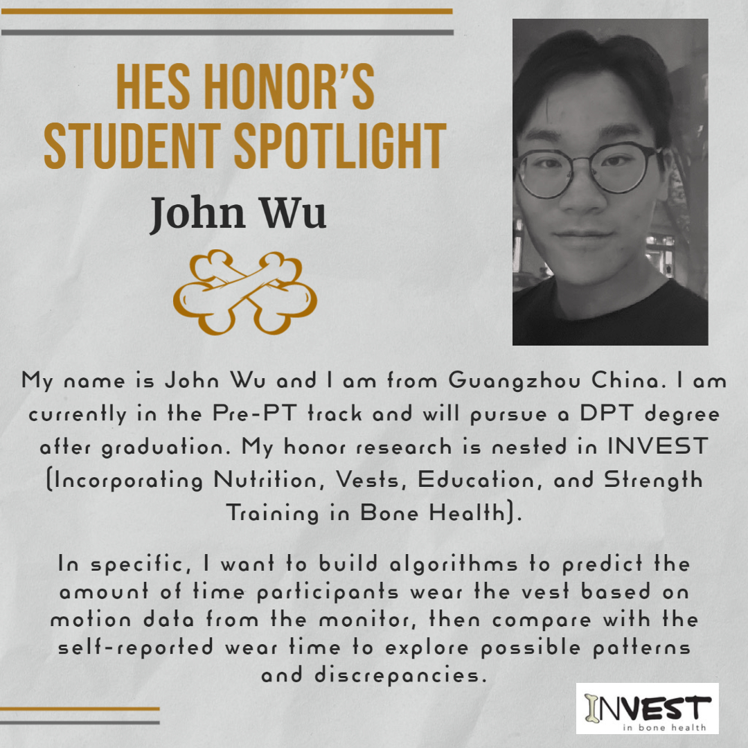 John Wu, HES Honor's Student | Department of Health & Exercise Science