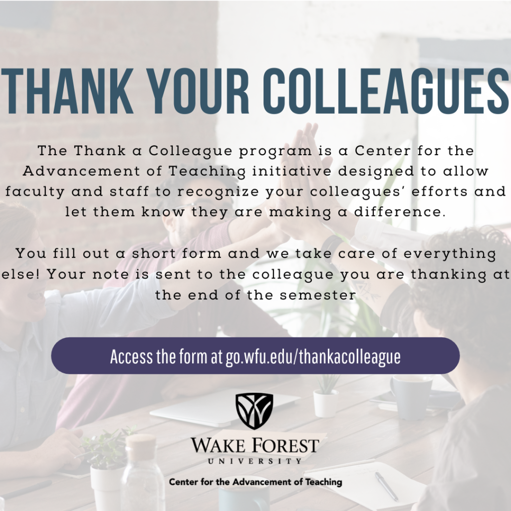 Thank Your Colleagues through May 5th | Inside WFU